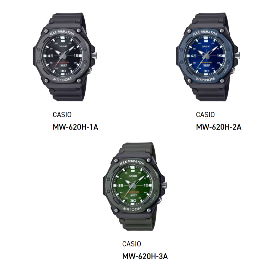 [幸福時刻]CASIO簡潔大方的三針時分秒針設計簡約錶款MW-620H-1A MW-620H-2A MW-620H-3A | 蝦皮購物