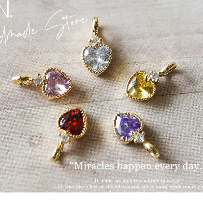 J.L.N.銅鍍14K金 愛心鋯石豎孔吊墜一個 | 蝦皮購物