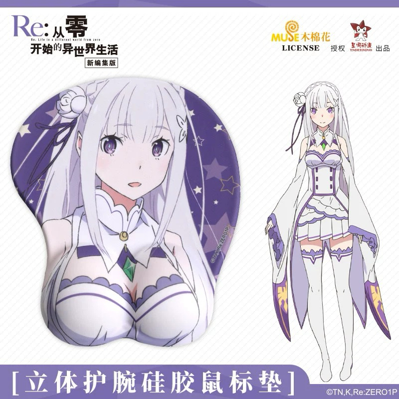 【小龍便宜公仔】全新 正版 動漫 週邊 re0 Re:從零開始的異世界生活 愛蜜莉雅 3D 立體 胸部 滑鼠墊 | 蝦皮購物