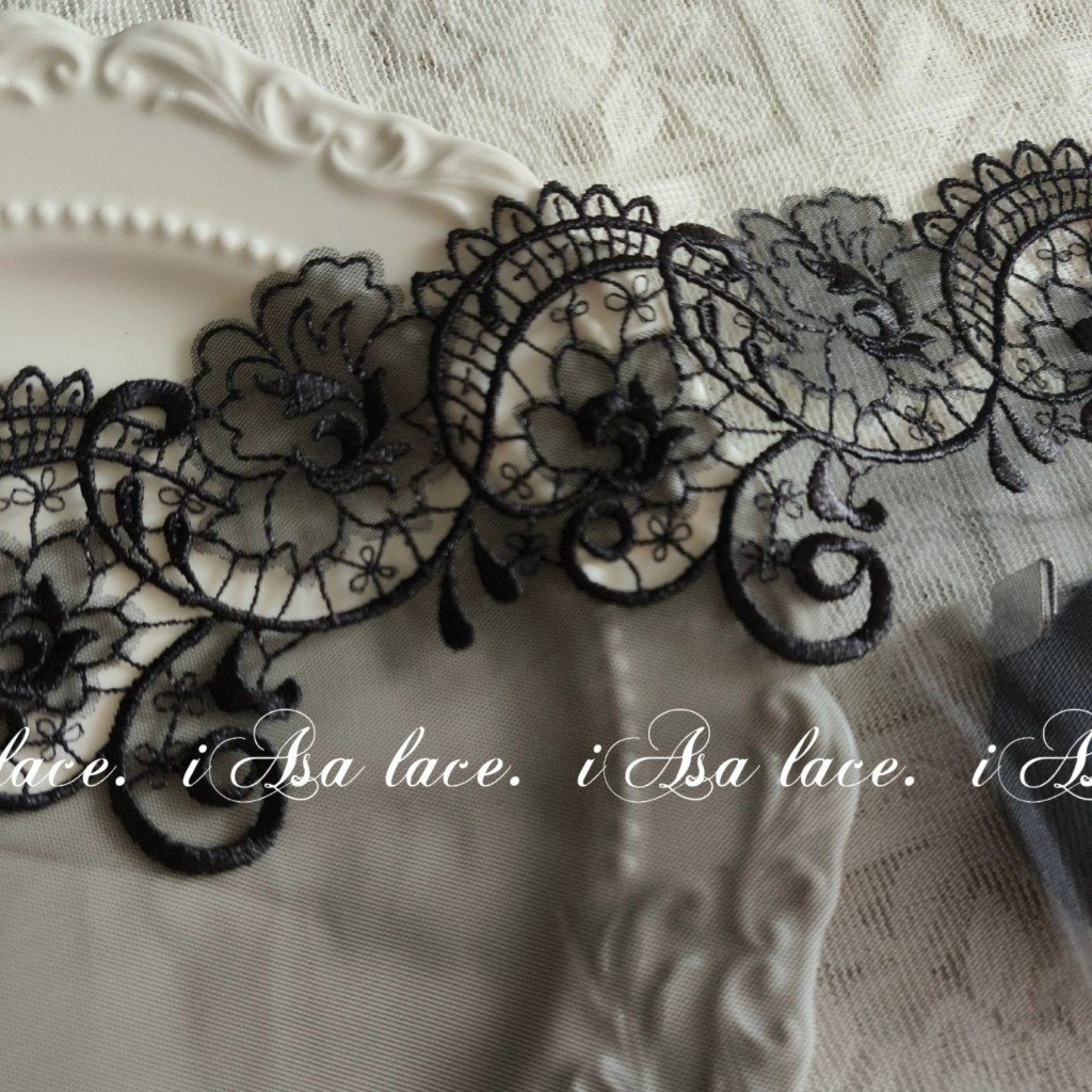《iAsa愛莎の》手作材料 雙工藝花邊輔料黑白紅色水溶拼紗刺繡花邊DIY服裝家居窗簾床品裝飾 | 蝦皮購物