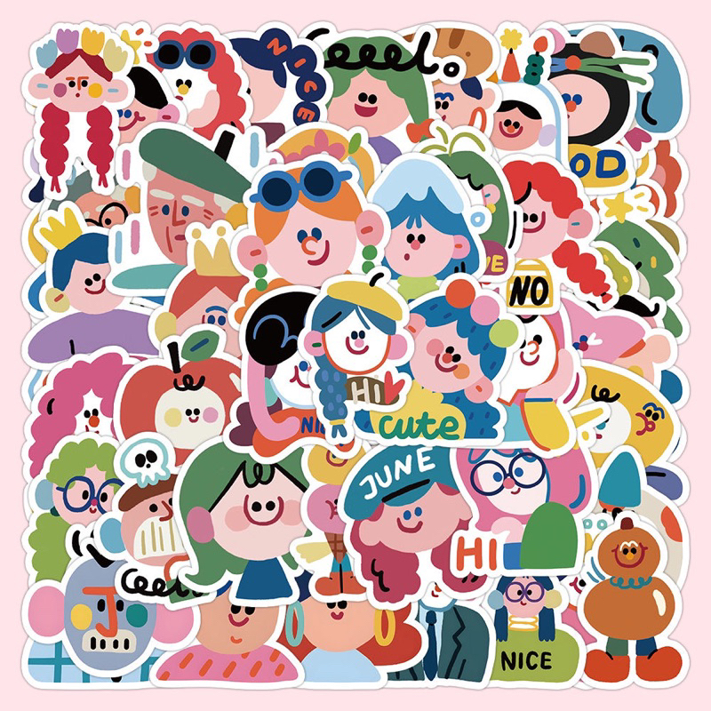 P098 現貨「Rouの貼紙小賣舖」插畫風頭像60入貼紙組 | 蝦皮購物
