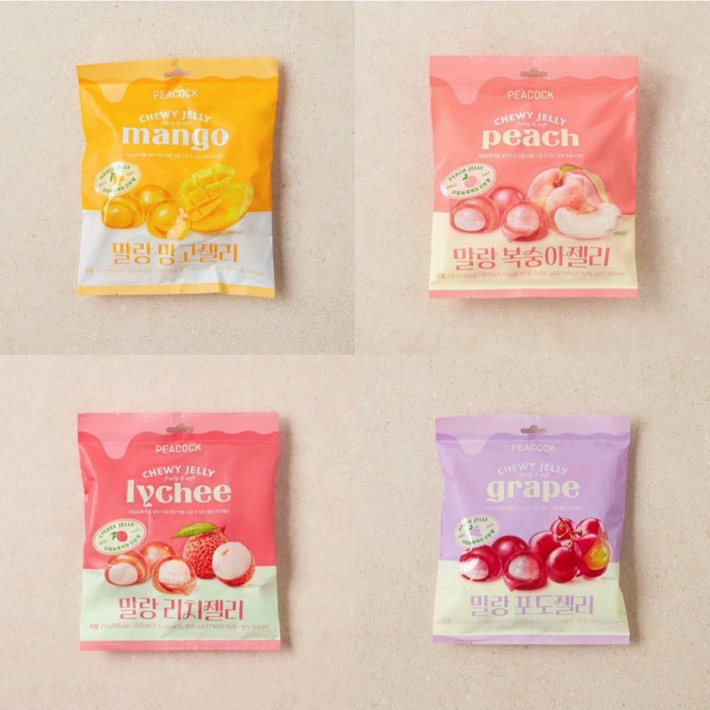 [預購] Peacock 水果夾心軟糖 36g*6入 荔枝/芒果/葡萄/水蜜桃 水果軟糖 夾心軟糖 韓國軟糖🇰🇷韓國代購 | 蝦皮購物