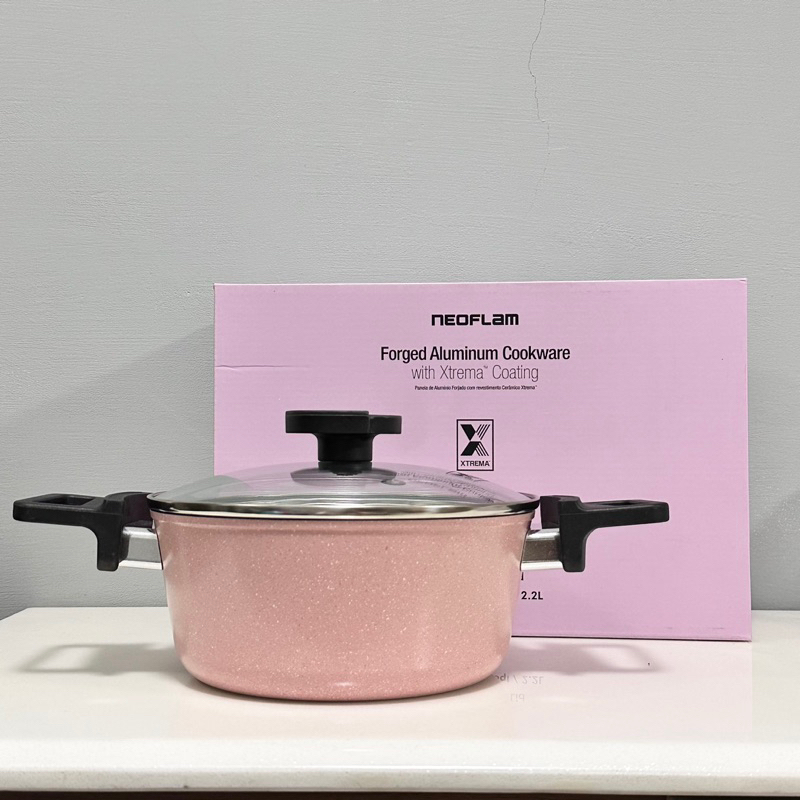 Neoflam Reverse彩色大理石系列20cm湯鍋 雙耳鍋(電磁底)-粉色內灰大理石（👍保證100%公司貨👍） | 蝦皮購物