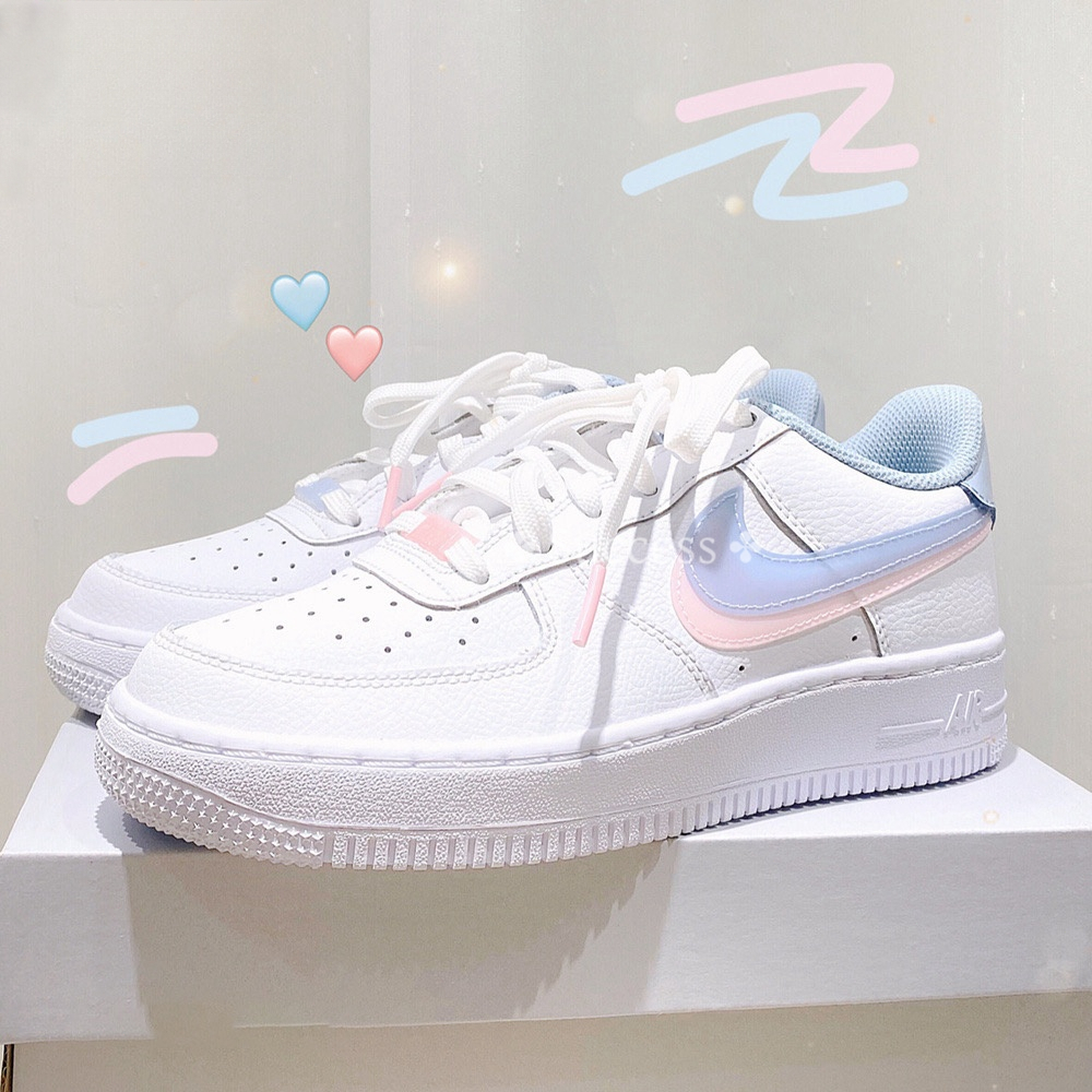 Success Nike Αir Force 1 雙勾 粉藍 果凍勾 透明勾 運動休閒 板鞋 CW1574-100 | 蝦皮購物