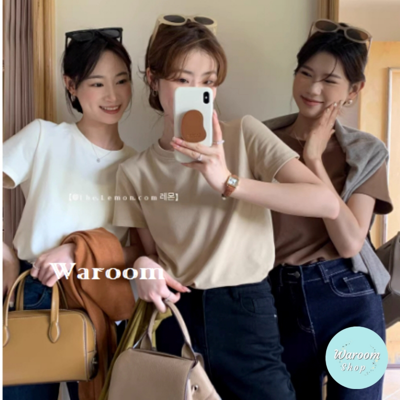 Waroom|現貨 超優惠價 多色修身圓領微磨毛正肩短袖T恤|女裝|百搭|短袖上衣|修身|正肩上衣|素T 3000 | 蝦皮購物