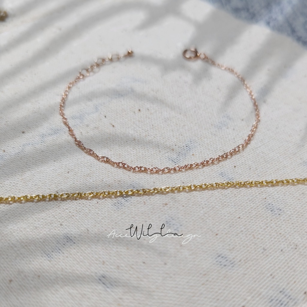 ≡Willa≡ 美國14KGF 設計手鍊 蕾絲鏈 羅紋鏈 搭配鏈 輕奢手鍊 | 蝦皮購物