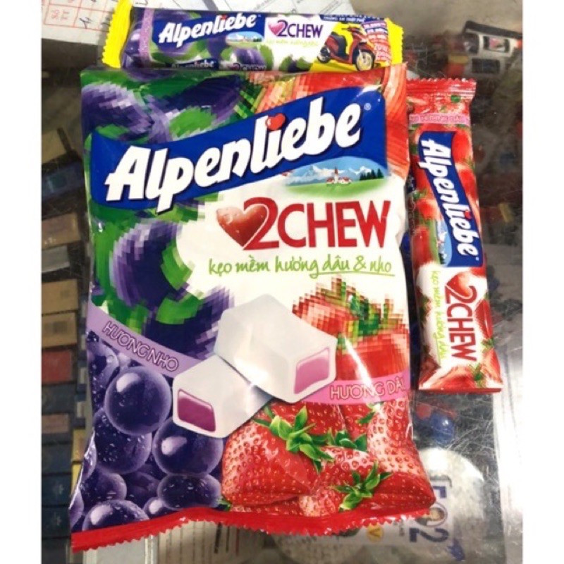99免運 現貨 哈啾軟糖~alpenliebe 2 chew草莓葡萄口味軟糖.奇亞籽百香果口味軟糖.牛奶草莓糖果 | 蝦皮購物