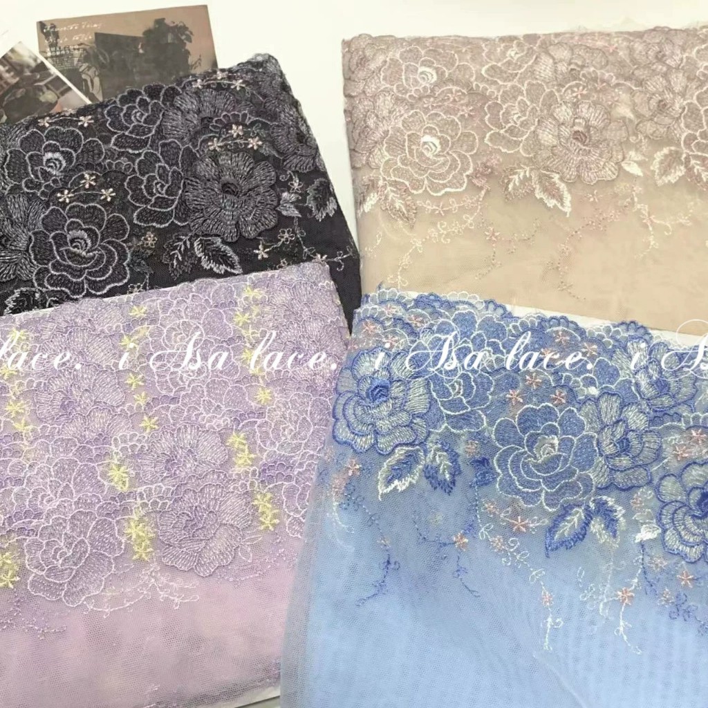 《iAsa愛莎の》手作材料 日單玫瑰復古漸變花朵刺繡網紗蕾絲刺繡花邊diy服裝旗袍娃衣寵物裝飾布藝 | 蝦皮購物
