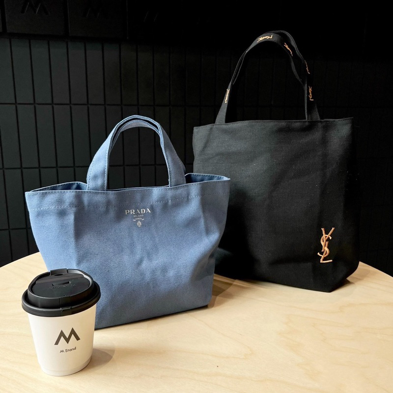 YSL Prada 帆布包 購物袋 手提袋 托特包 金色刺繡 雜誌附錄包 手提包附錄 雜誌包 外出包 | 蝦皮購物
