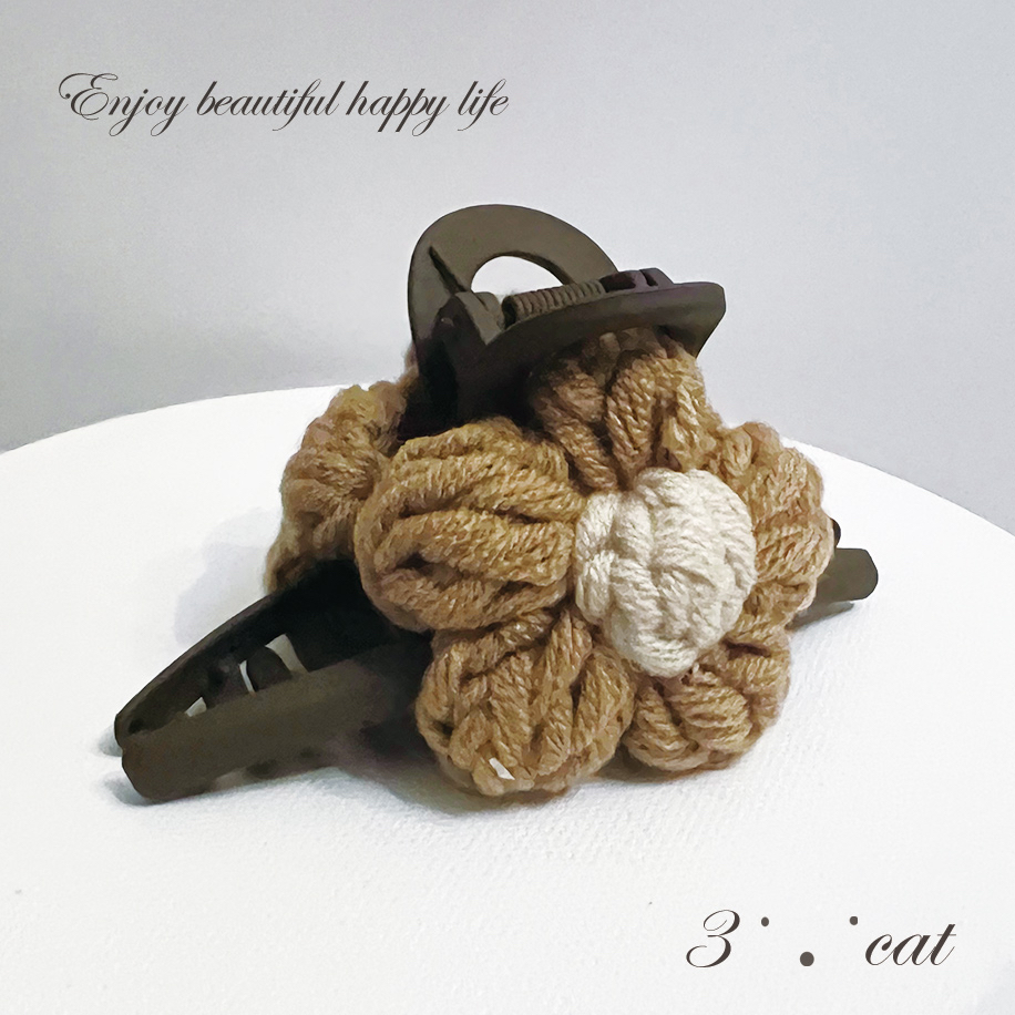 針織花朵髮夾 Knitted flower hairpin | 蝦皮購物