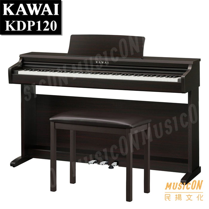 【民揚樂器】KAWAI KDP120 數位鋼琴 玫瑰木色 滑蓋式88鍵 河合 電鋼琴 附琴椅 | 蝦皮購物