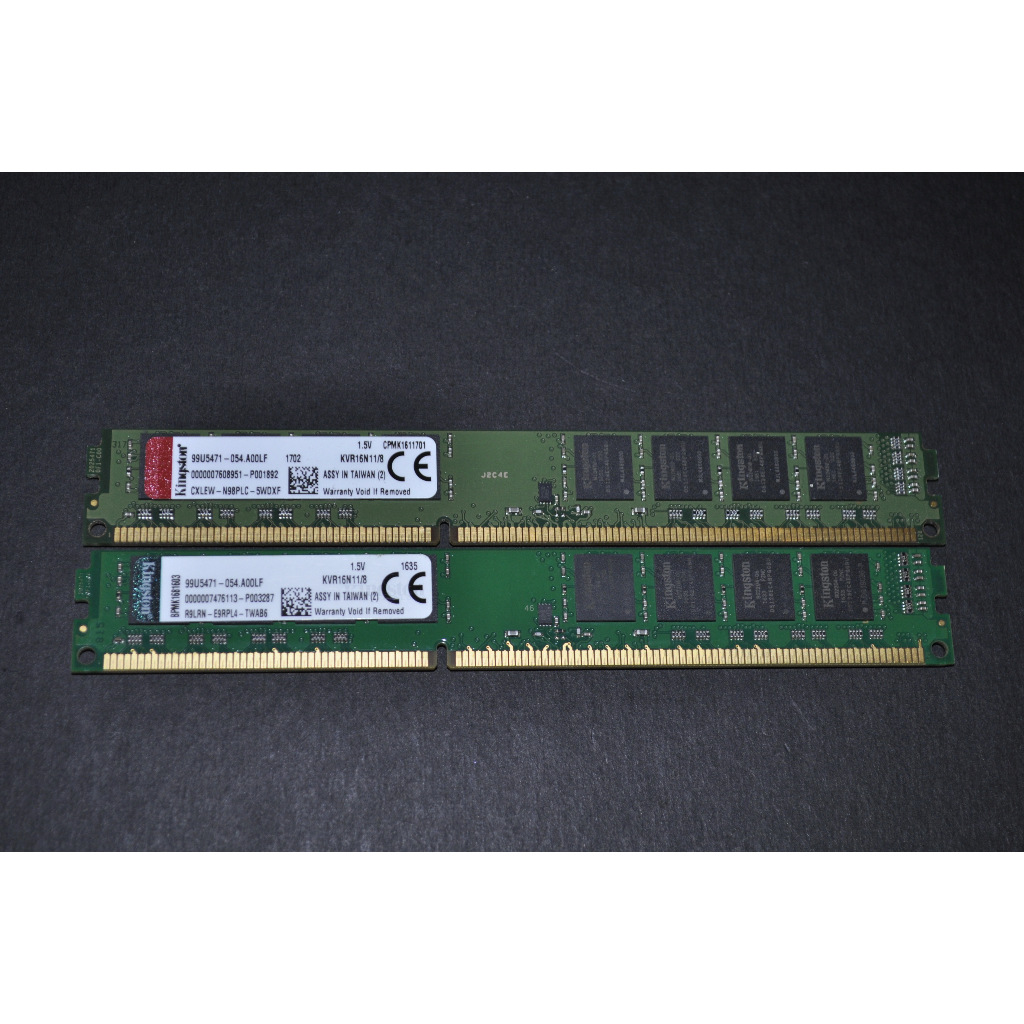 Kingston 金士頓 DDR3-1600 8Gx2 KVR16N11/8 窄版 同廠牌 同顆粒 雙面 雙通道 終保 | 蝦皮購物