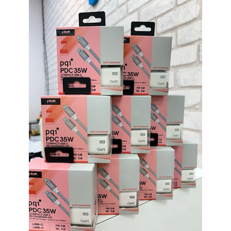 （現貨）PQI 35W GaN 雙孔快速充電器+USB-C to C編織線組合包-白 | 蝦皮購物