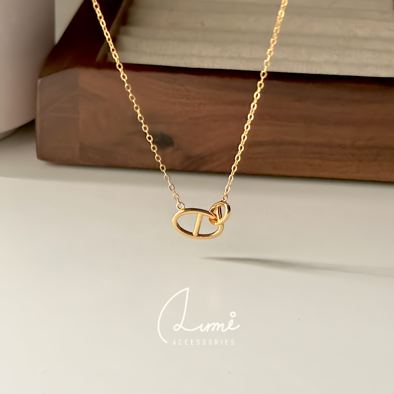 [ALUMI] 小豬鼻銀鍊｜S925純銀 鍍18K金 雙豬鼻 頸鍊 短項鍊 飾品 純銀項鍊 | 蝦皮購物