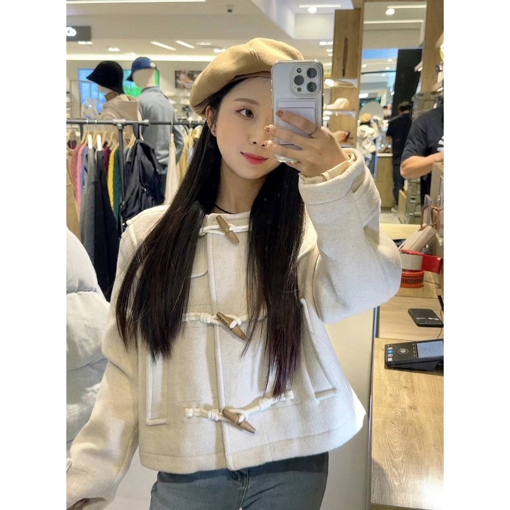 《MR.JK》韓國代購 WHO.A.U 23FW 史蒂夫熊 牛角扣 羊毛混紗 毛呢外套 who a u 韓國 代購 | 蝦皮購物