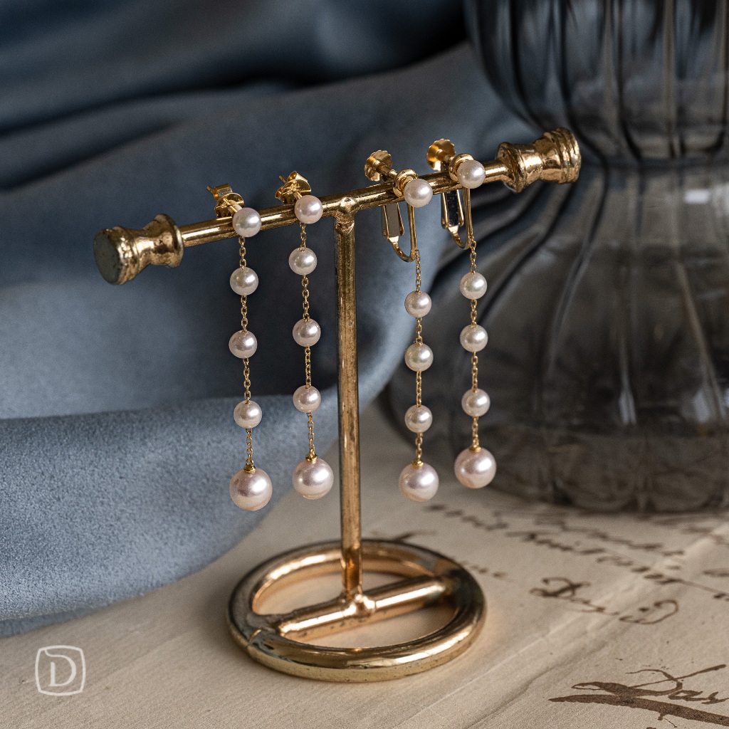 Dahlia 】18K滿天星AKOYA珍珠耳墜 / 耳夾 輕珠寶 K金 DE344 | 蝦皮購物