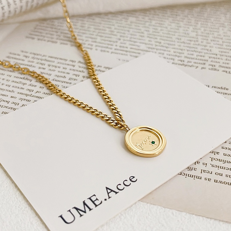 [鈦鋼.項鍊] 復古感小星星 綠鑽【UME】洗澡可戴 不退色項鍊/鋼鍍18K金 | 蝦皮購物