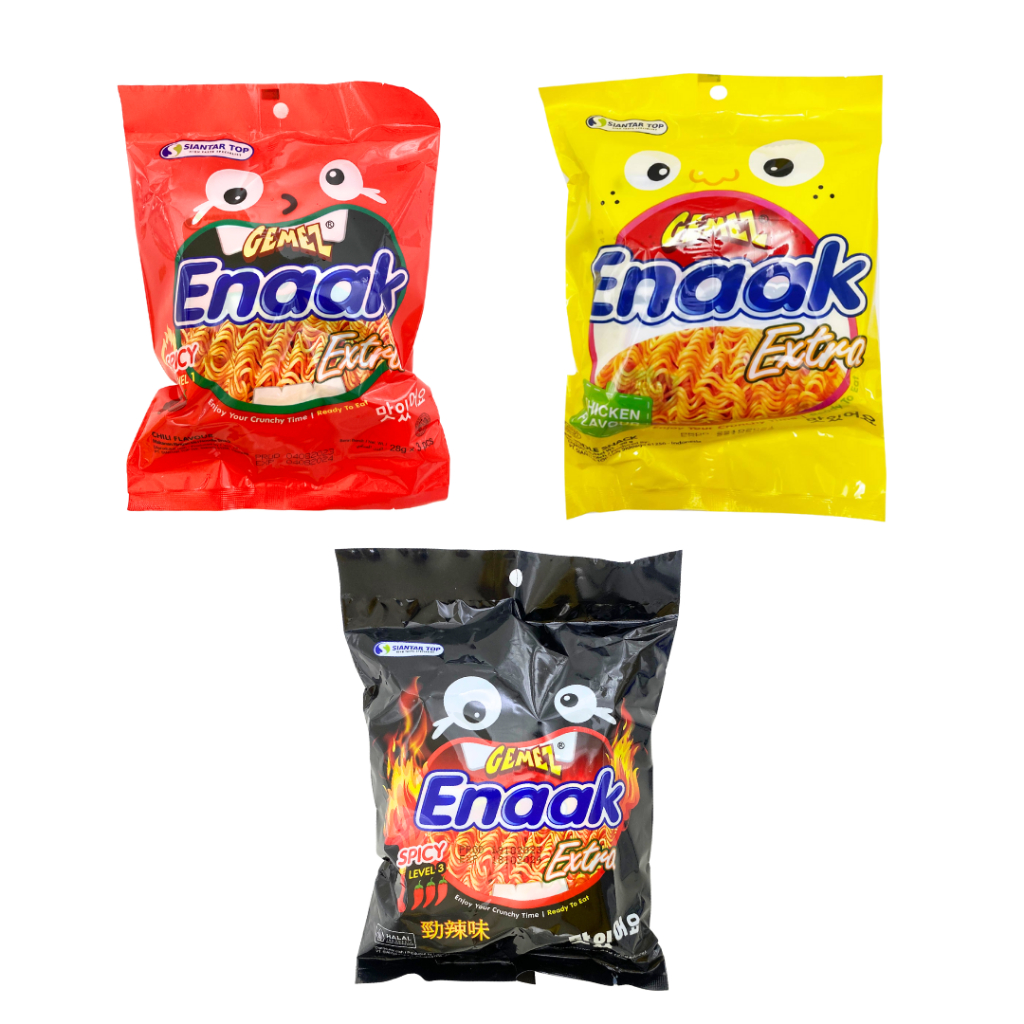 Enaak Extra 袋裝 香脆 小雞點心麵 小雞麵 香辣 84g / 雞汁 90g / 勁辣 84g【印尼】 | 蝦皮購物