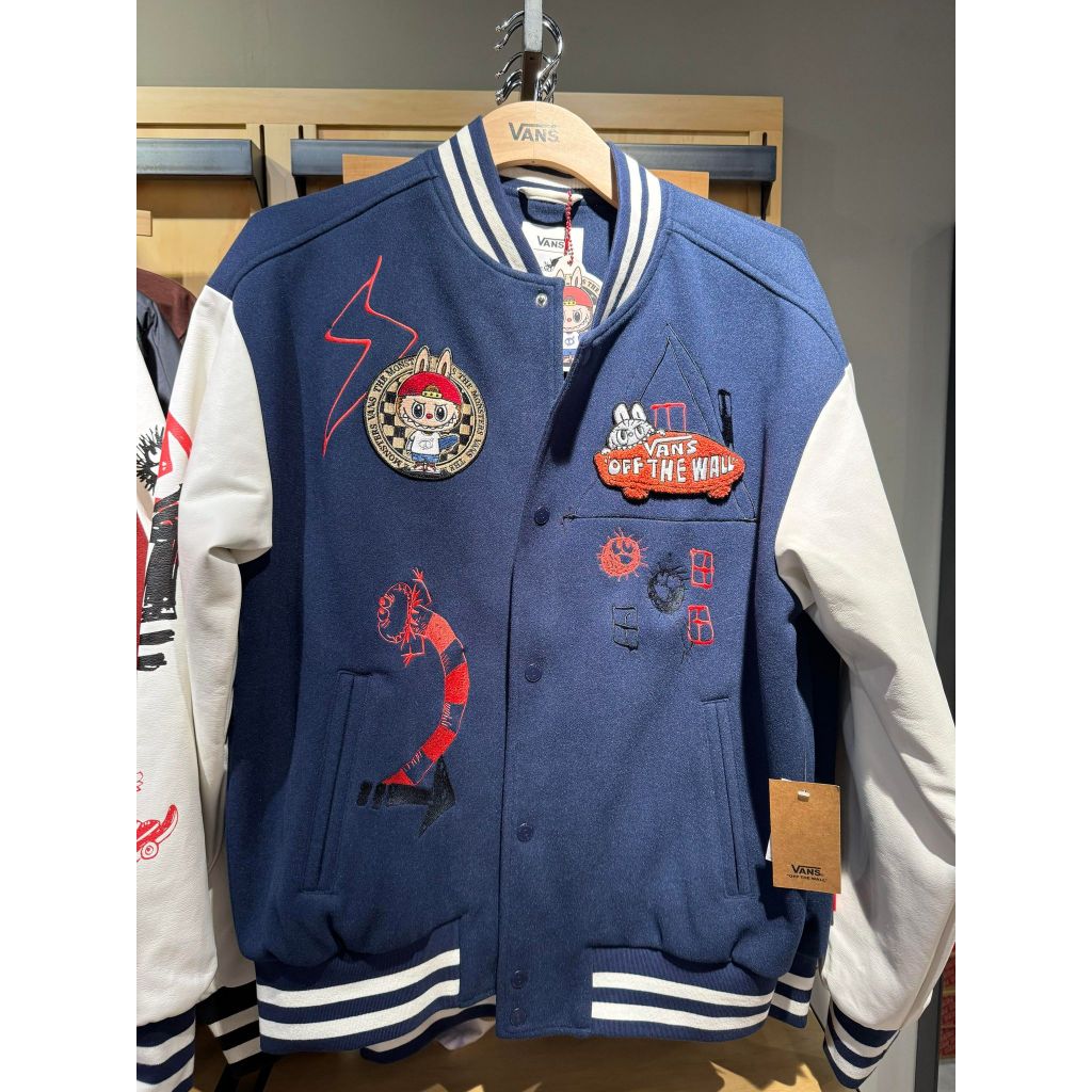 現貨 Vans x THE MONSTERS Labubu 男女款 紅色藍色棒球外套 外套尺寸 S M L XL | 蝦皮購物