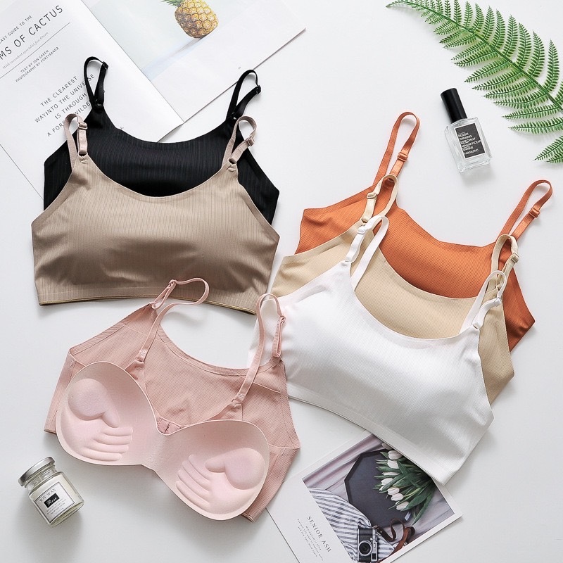 tw #781涼感冰絲無鋼圈內衣 集中細肩帶背心 胸墊背心 可拆涼感後扣 罩杯小可愛 bra top | 蝦皮購物