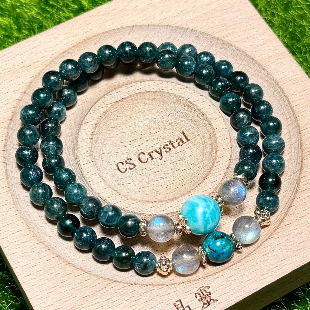CS Crystal 編號585 - 天河石+鳳凰石+拉長石+深藍綠磷灰石設計款 | 蝦皮購物