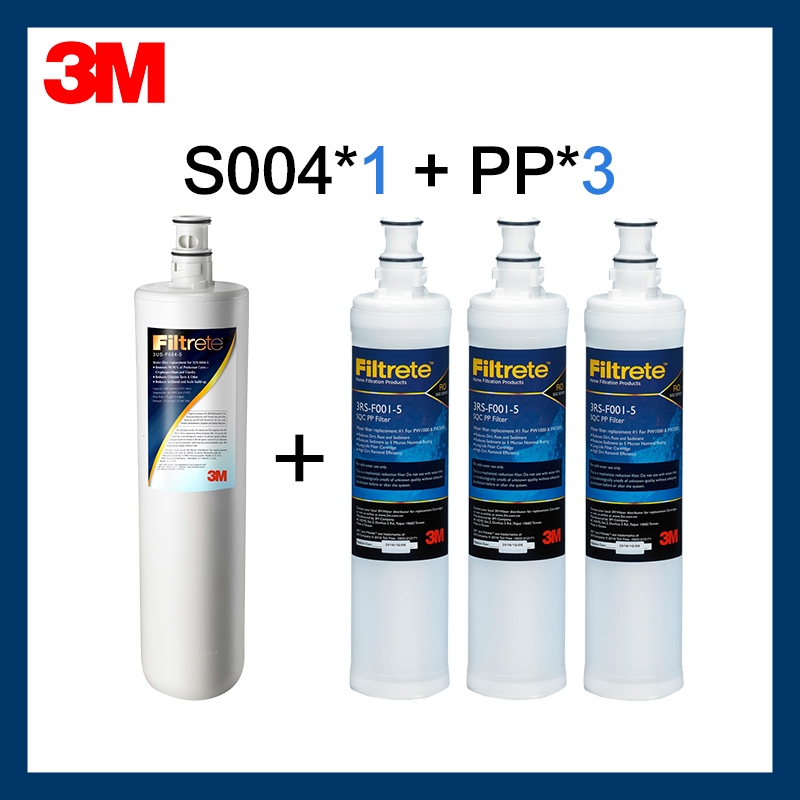 【3M原廠公司貨】 最新效期 S004濾心(3US-F004-5)*1入 + PP前置濾心(3RS-F001-5)*3入 | 蝦皮購物