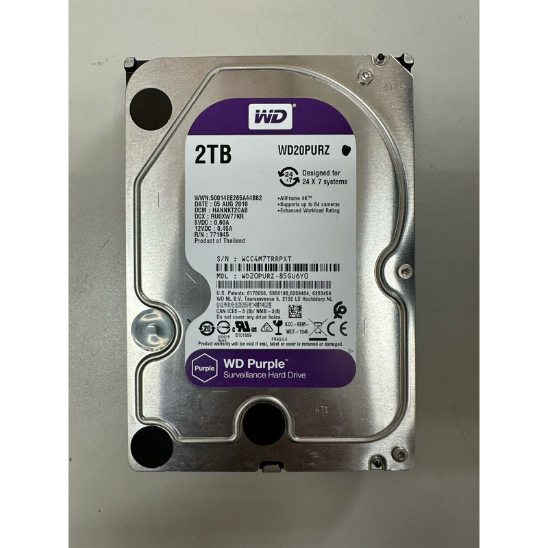 WD 紫標 2TB 3.5吋 SATA WD20PURZ 監控硬碟 | 蝦皮購物