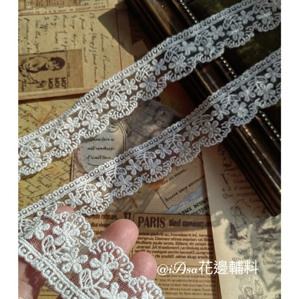 《iAsa愛莎の》手作材料 刺繡白色米色棉線小花朵網紗蕾絲花邊DIY服裝童裝旗袍併接裝飾輔料 | 蝦皮購物