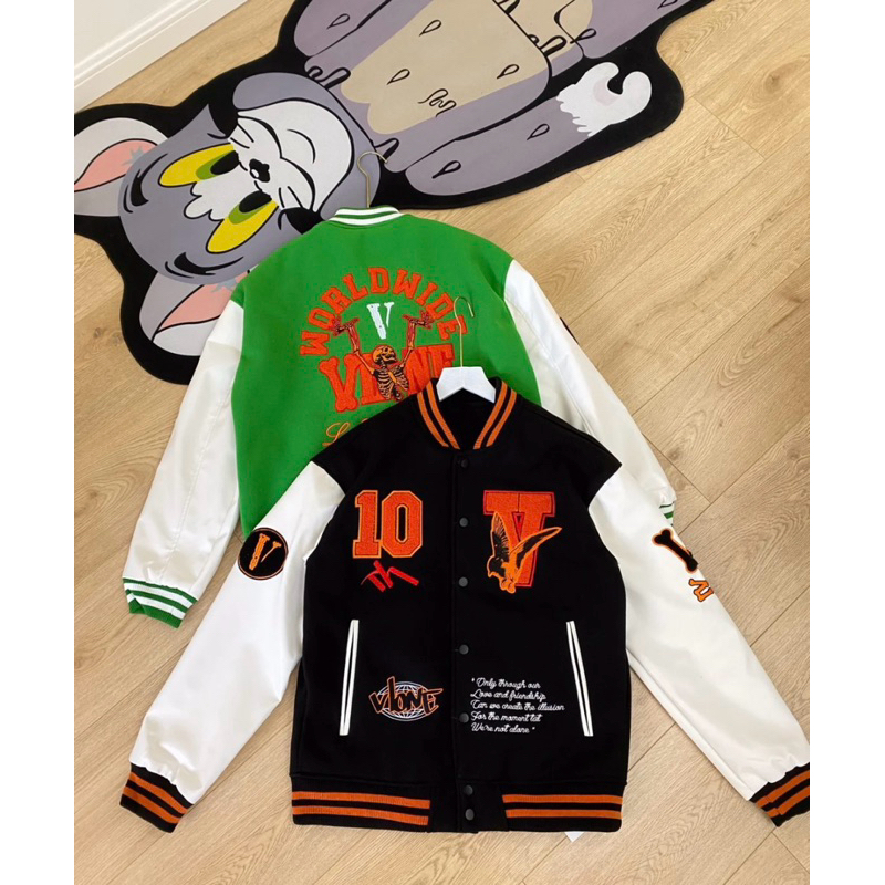 【TONES. 】VLONE High Street🔥皮袖大V棒球外套 | 蝦皮購物