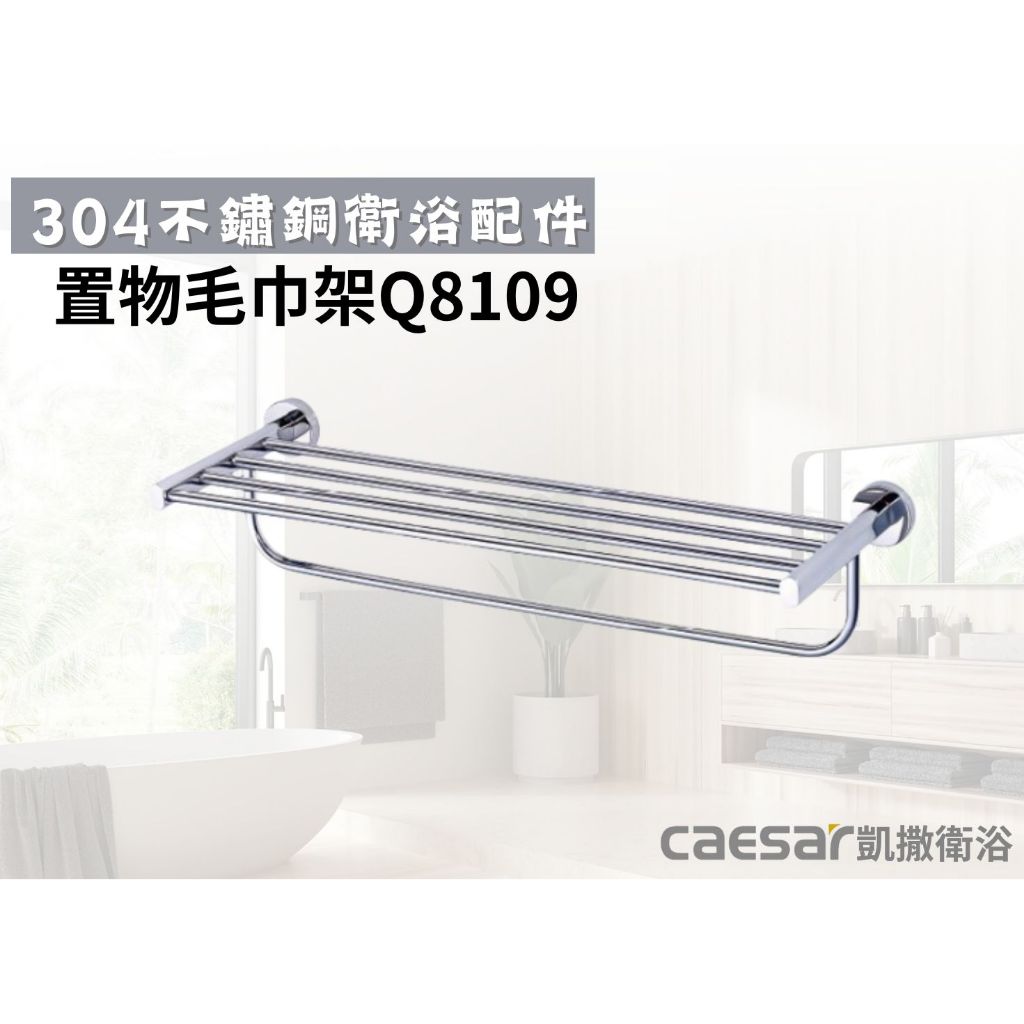 【文成】凱撒衛浴-置物毛巾架Q8109(304不鏽鋼浴室配件)置物架 置衣平台 置衣架 置物平台 浴巾架 浴室收納架 | 蝦皮購物