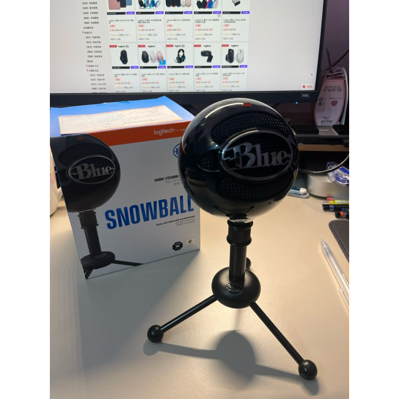 「二手」免運 9.5成新 極少用 Logitech 大雪球 BLUE SNOWBALL 專業 麥克風 官網2500 | 蝦皮購物