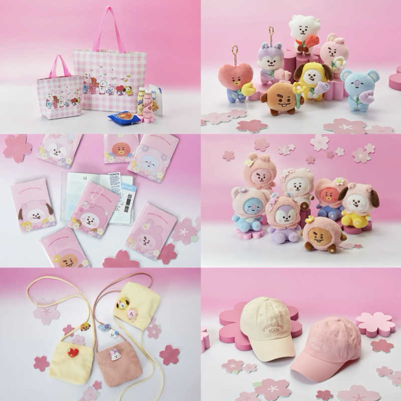 BT21 SPRING DAY 春日櫻花 系列 娃娃 娃娃吊飾 棒球帽 壓克力吊飾 側背包 手提包 滑鼠墊 膠帶 BTS | 蝦皮購物