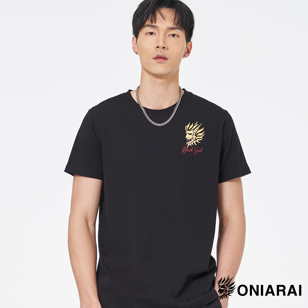BLUE WAY 鬼洗 ONIARAI - 男款 和藝術海浪文字側鬼短TEE(黑) | 蝦皮購物