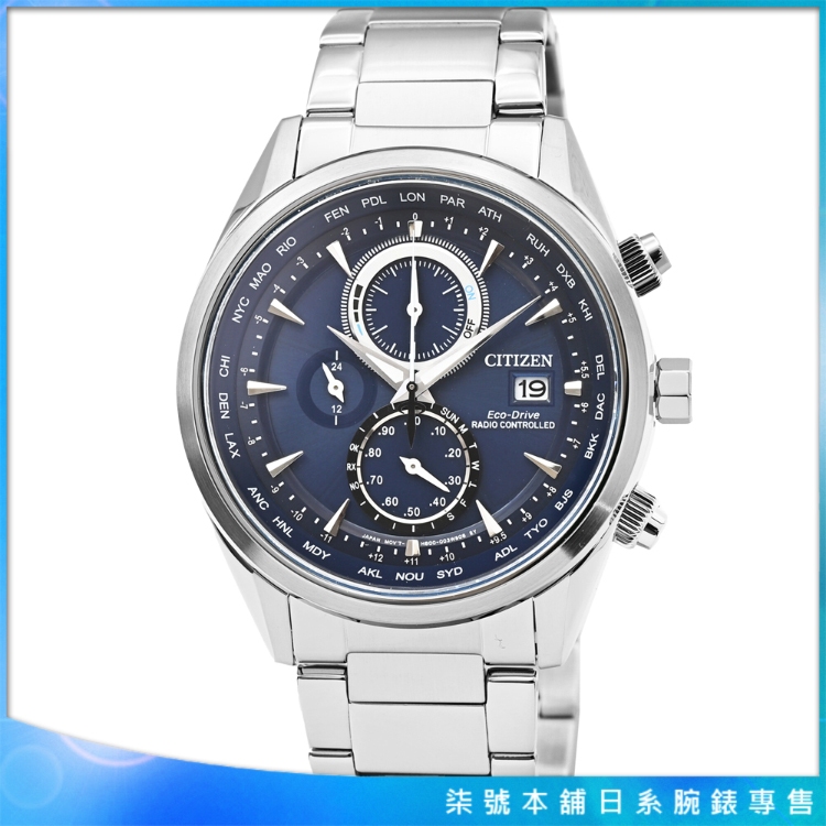 【柒號本舖】CITIZEN星辰ECO-DRIVE藍寶石光動能電波多國時區鋼帶錶-藍面 / AT8260-85L | 蝦皮購物