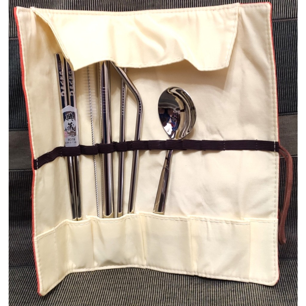 LIT 質樸#316不鏽鋼環保筷/湯匙/防刮舌ST吸管 7件組-橘色 ET-2003R SUS316不鏽鋼 SGS檢驗 | 蝦皮購物