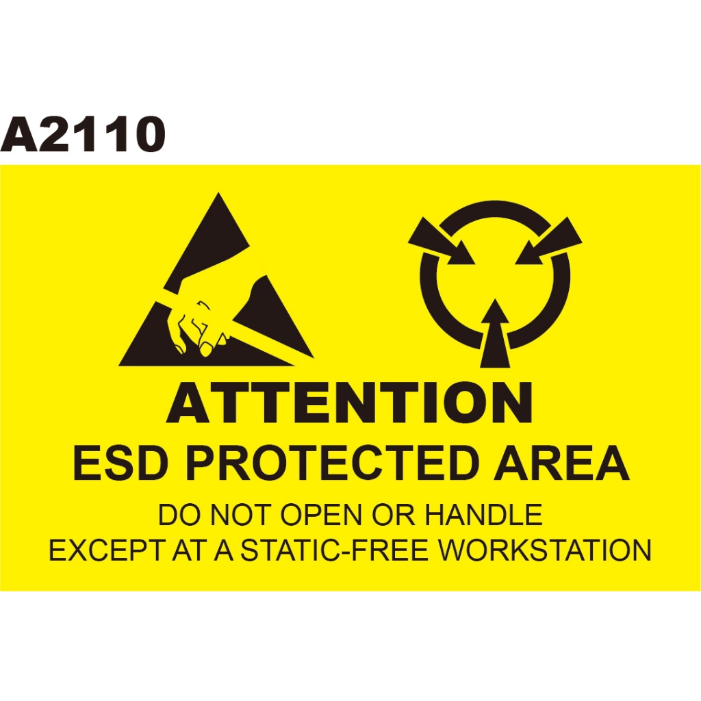 警告貼紙 A2110-1 小心靜電 當心靜電 9x5.5cm 銅版貼紙+亮膜 現貨出清 單張零售 [ 飛盟廣告 設計印刷 | 蝦皮購物