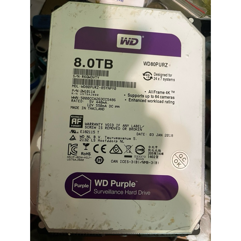 WD80PURZ 紫標 8TB 監控碟 WD Purple 24 x 7 威騰 8.0TB 8t | 蝦皮購物