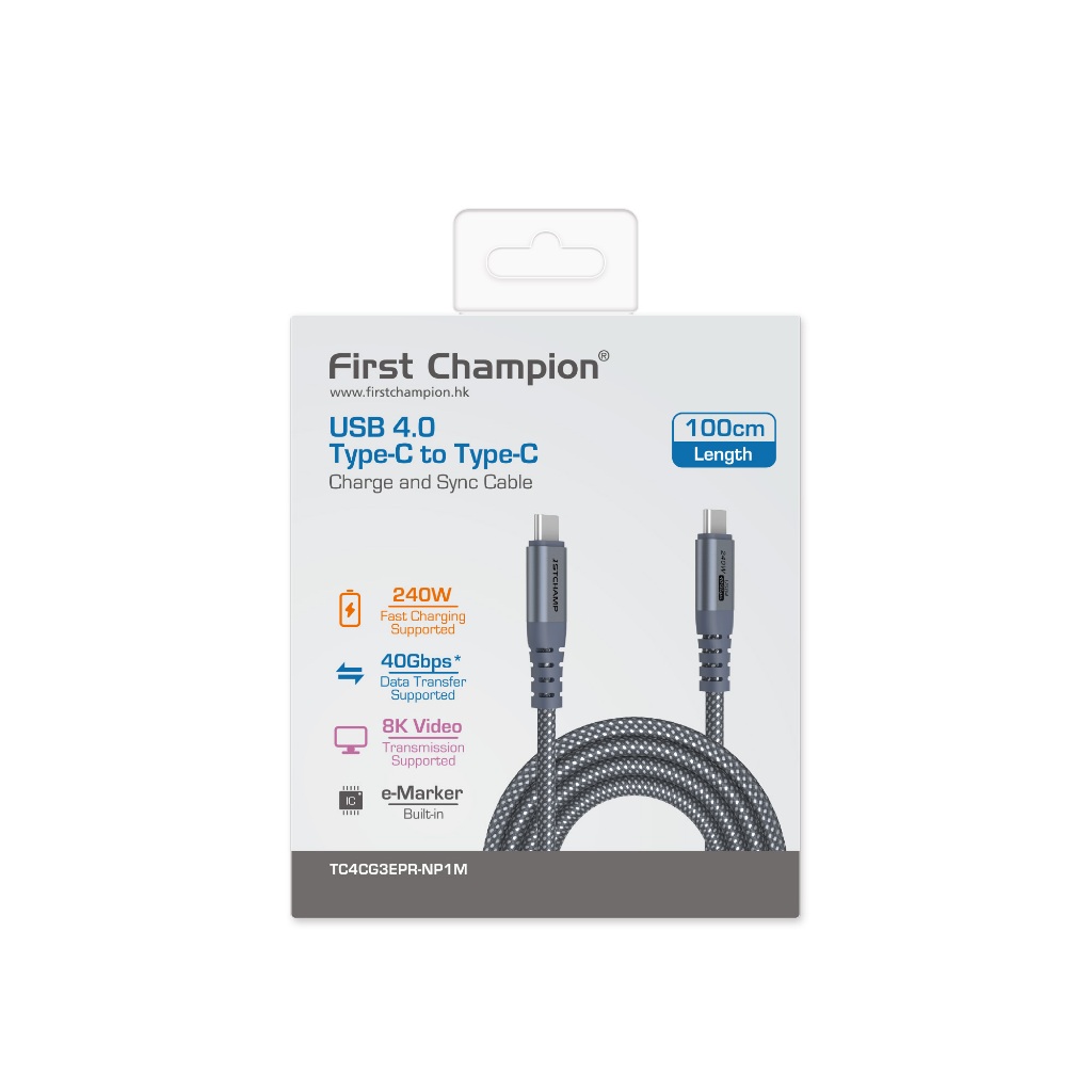 First Champion USB 4.0 Gen3 USB-C to USB-C 240W 1米 高速充電數據線 | 蝦皮購物