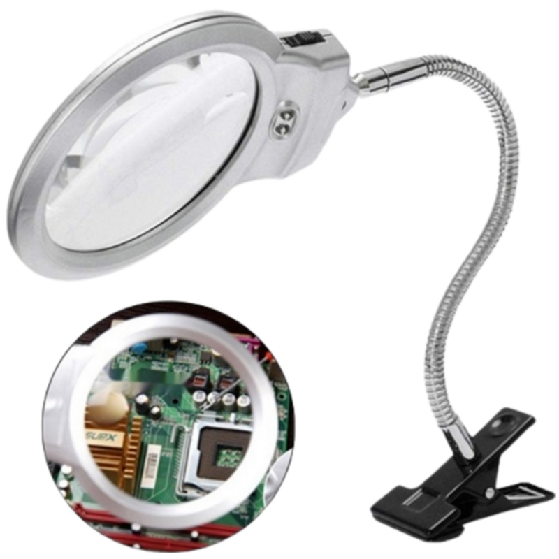 保固一年正版好用 放大鏡 檯燈式LED燈360度調節 金屬軟管夾式放大鏡 美容院美甲 老花眼鏡 顯微鏡 鯨魚網購 | 蝦皮購物