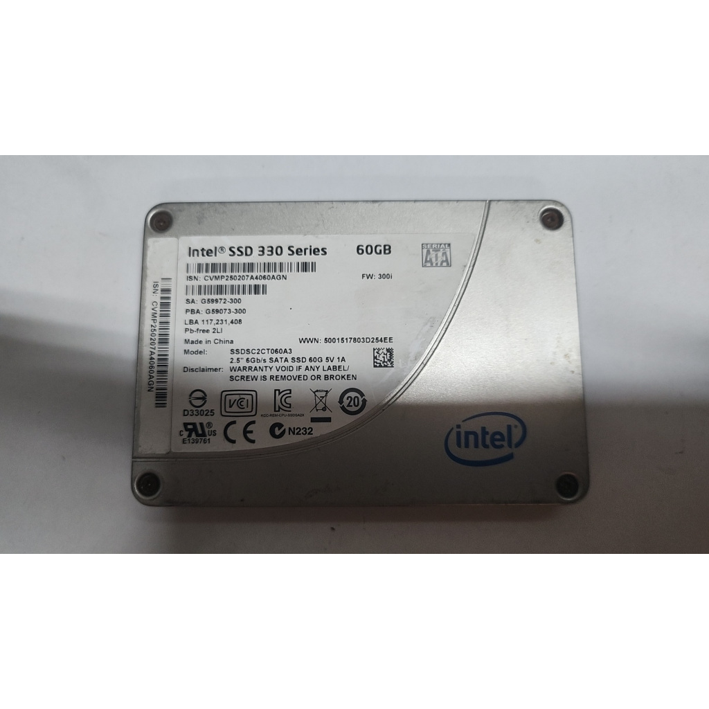 含稅 固態硬碟 2.5吋 intel SSD 60GB 60G 保固一個月 08H288 | 蝦皮購物