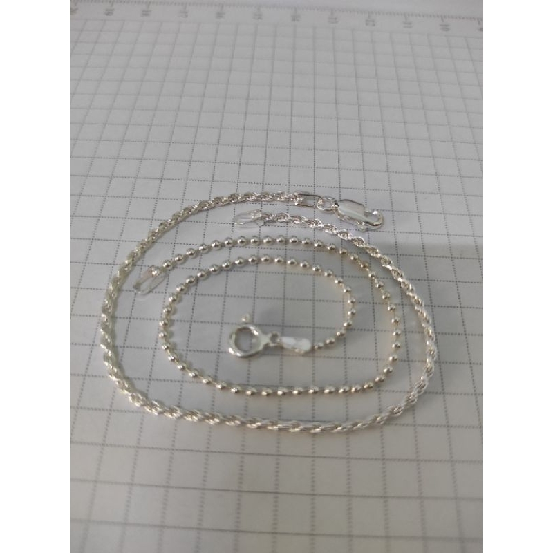 #925純銀手鍊/麻花 圓珠（一組2條，可做對鍊）麻花/長17.5cm寬0.22cm 圓珠/長17.5cm寬0.2cm | 蝦皮購物