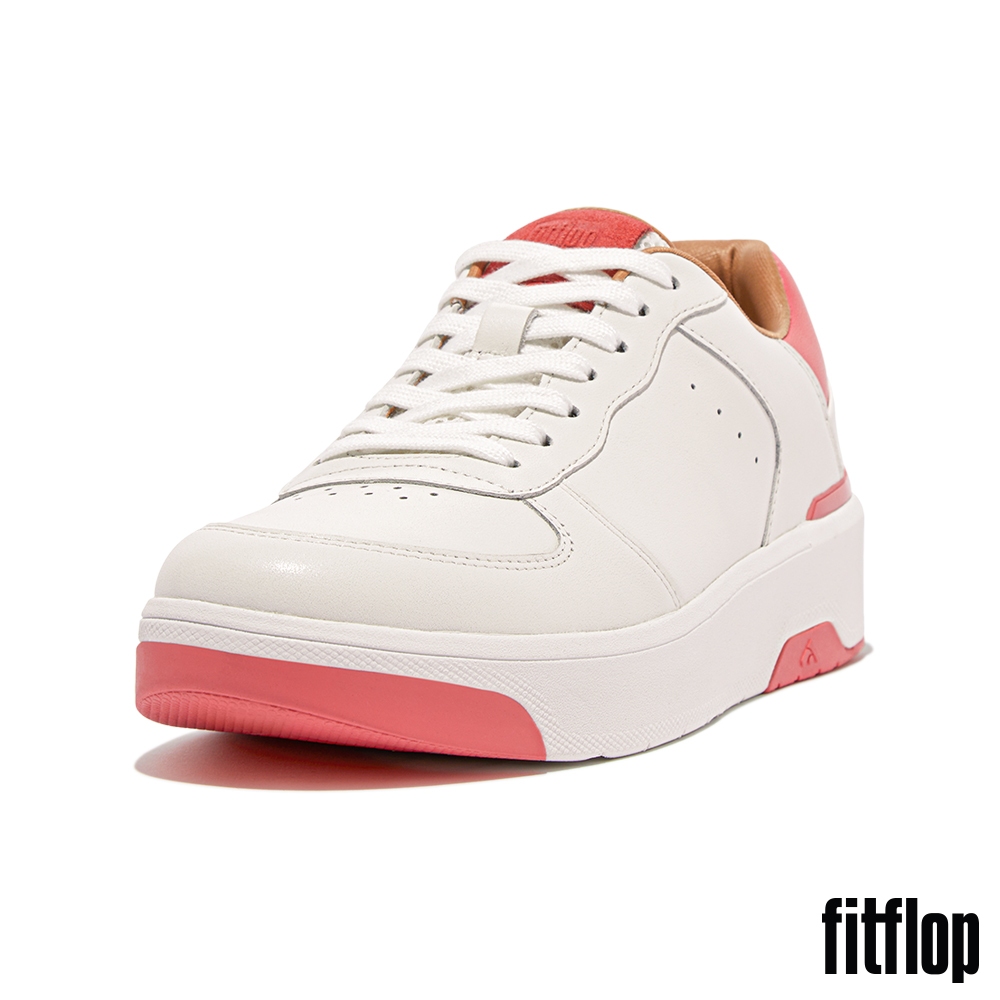 【FitFlop】RALLY EVO 皮革休閒鞋-女(都會白/玫瑰珊瑚色) | 蝦皮購物