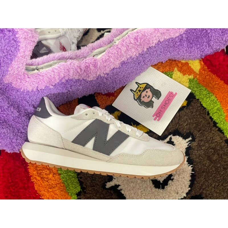 OH SHOSE 👟new balance 237 男女 款 情侶 灰 白 增高 休閒鞋 麂皮 MS237CT | 蝦皮購物