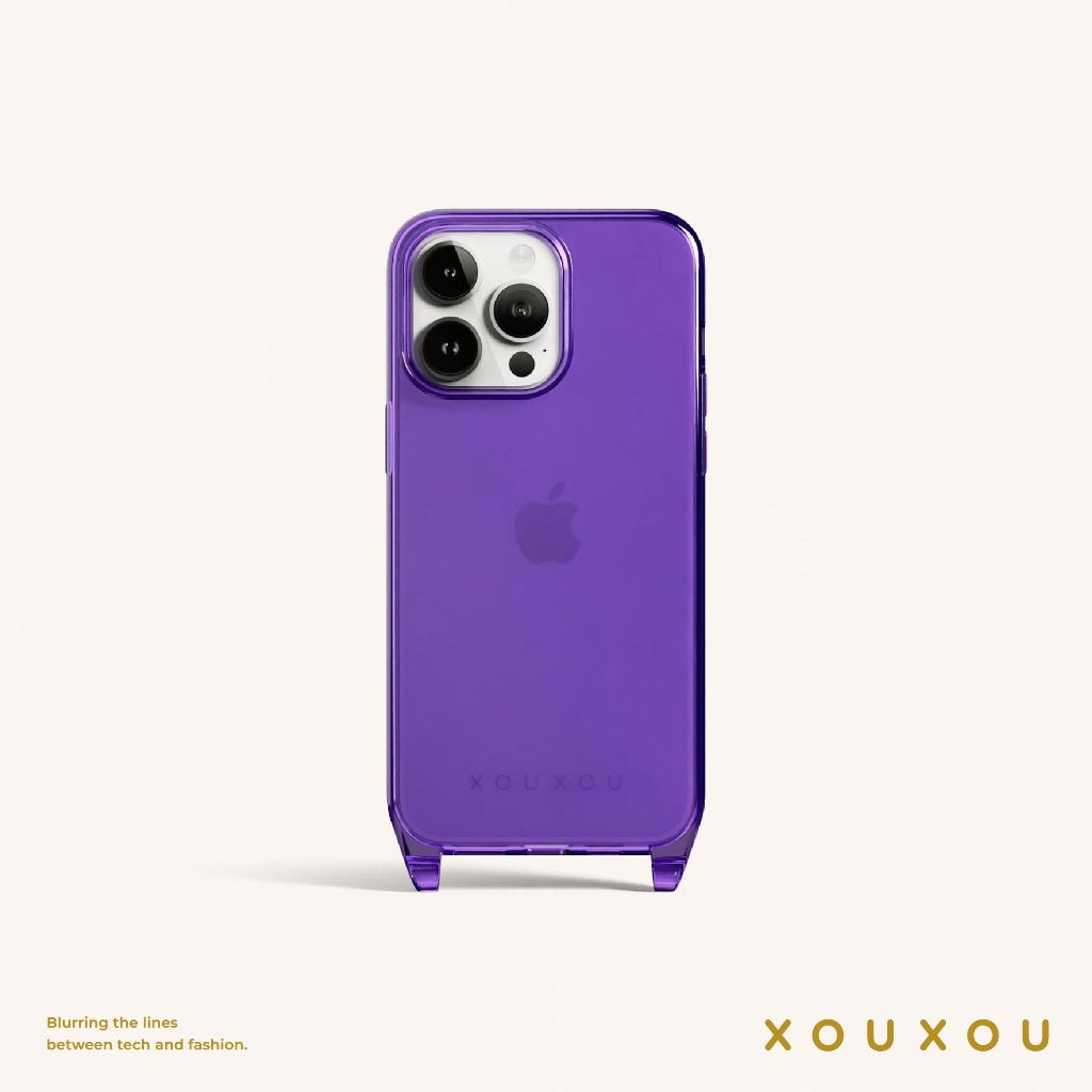 XOUXOU / CLEAR 掛繩款手機殼-亮紫色Purple Clear 【iPhone 14系列】 | 蝦皮購物