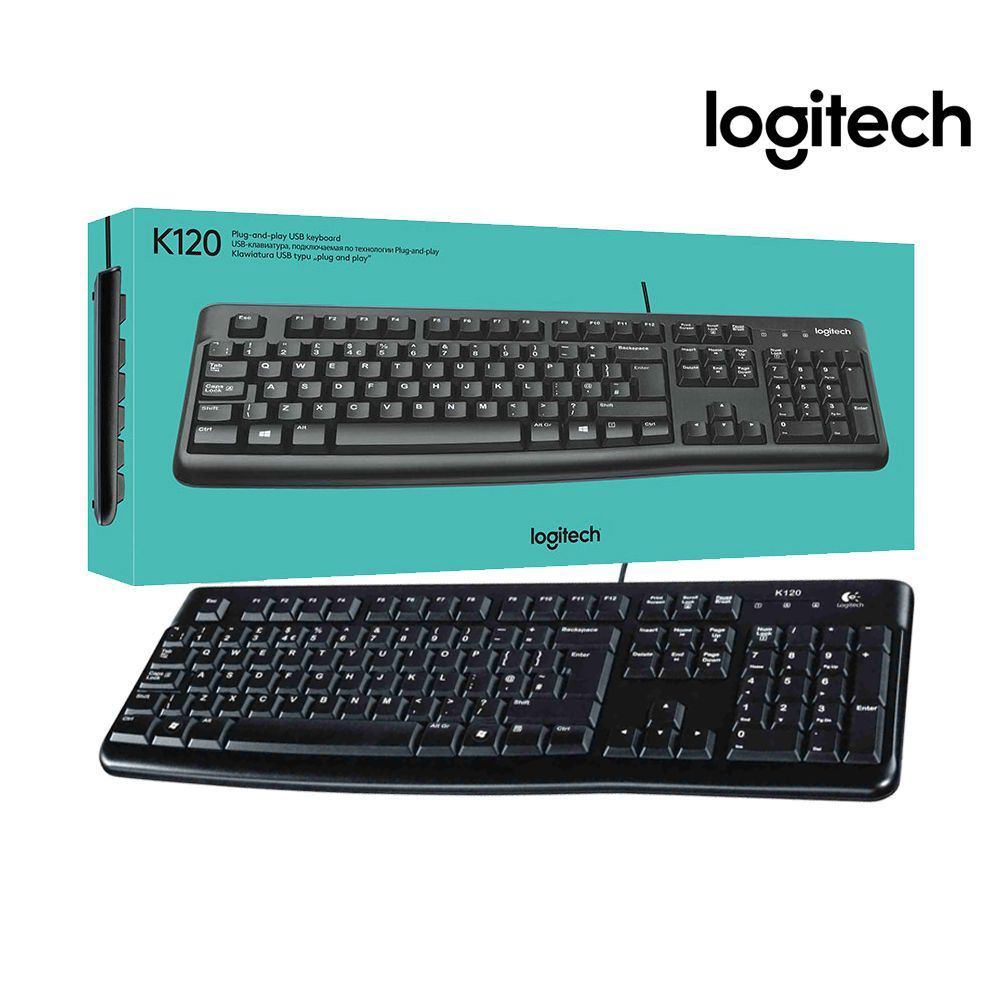 羅技 logitech K120 鍵盤 防潑濺 低噪音 全尺寸 有數字鍵 USB有線鍵盤 中文注音版 | 蝦皮購物