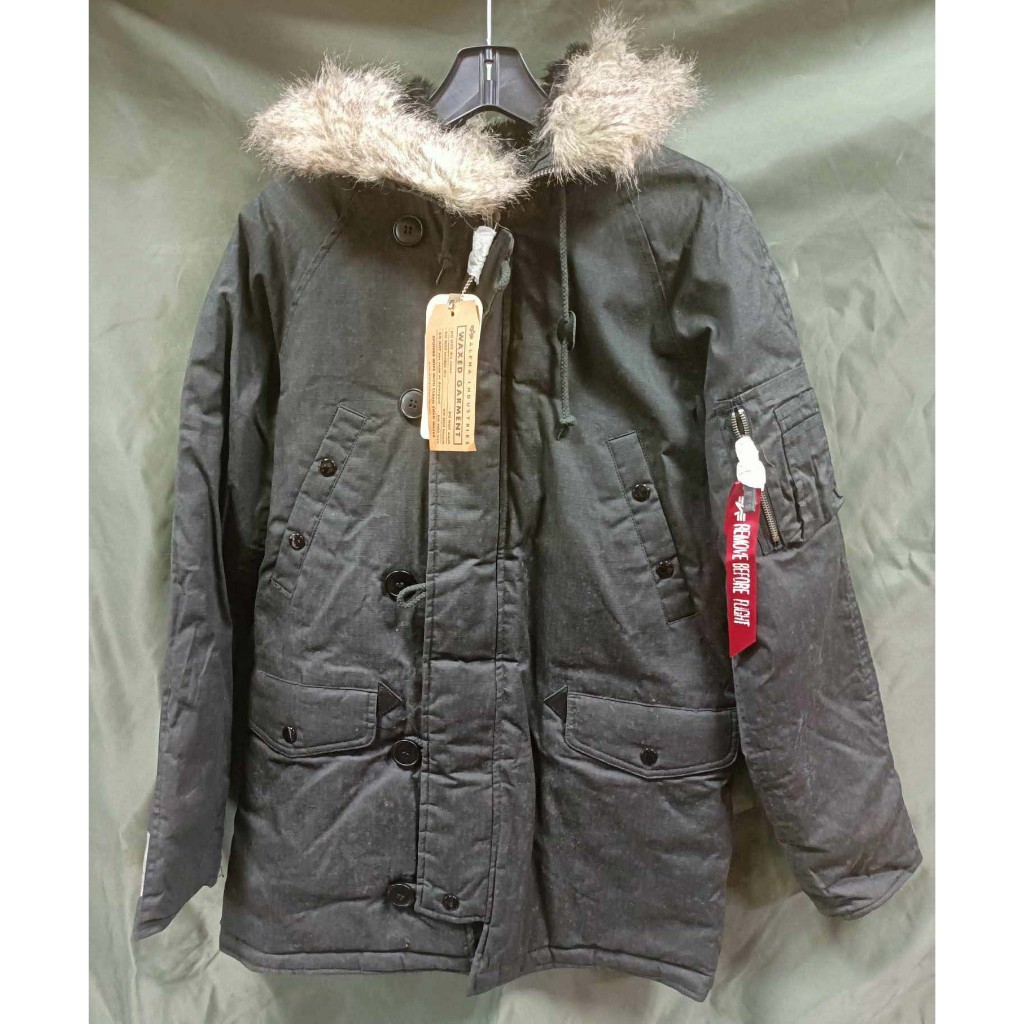 ALPHA N-3B/N3B 飛行外套 極地防寒外套 蠟感塗層 毛領可拆 附飄帶 全新品 | 蝦皮購物