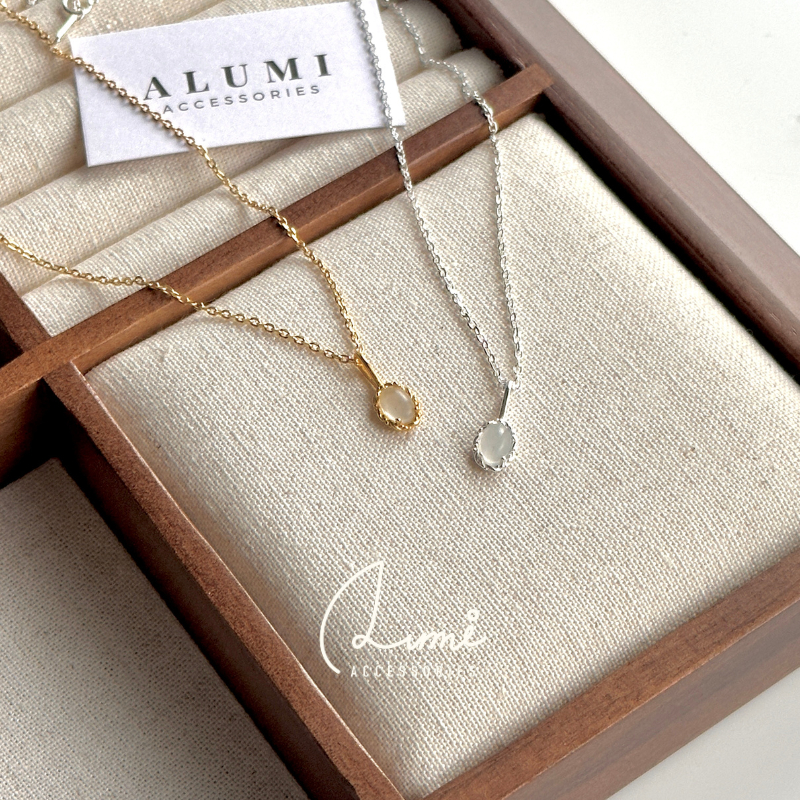[ALUMI] 晶瑩｜S925純銀 鍍18K金 法式輕奢 項鍊 短項鍊 飾品 純銀項鍊 | 蝦皮購物