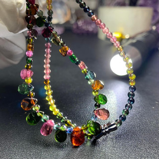 Y043 高品碧璽項鏈 頂級🔝黑玫瑰碧璽公主鏈濃郁色透體 頂級🔝黑玫瑰小尺寸項鏈多圈手鏈 天然水晶 | 蝦皮購物