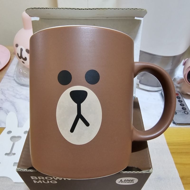 馬克杯 韓國正版 LINE FRIENDS BROWN MUG 雙面表情馬克杯"角色表情馬克杯" | 蝦皮購物