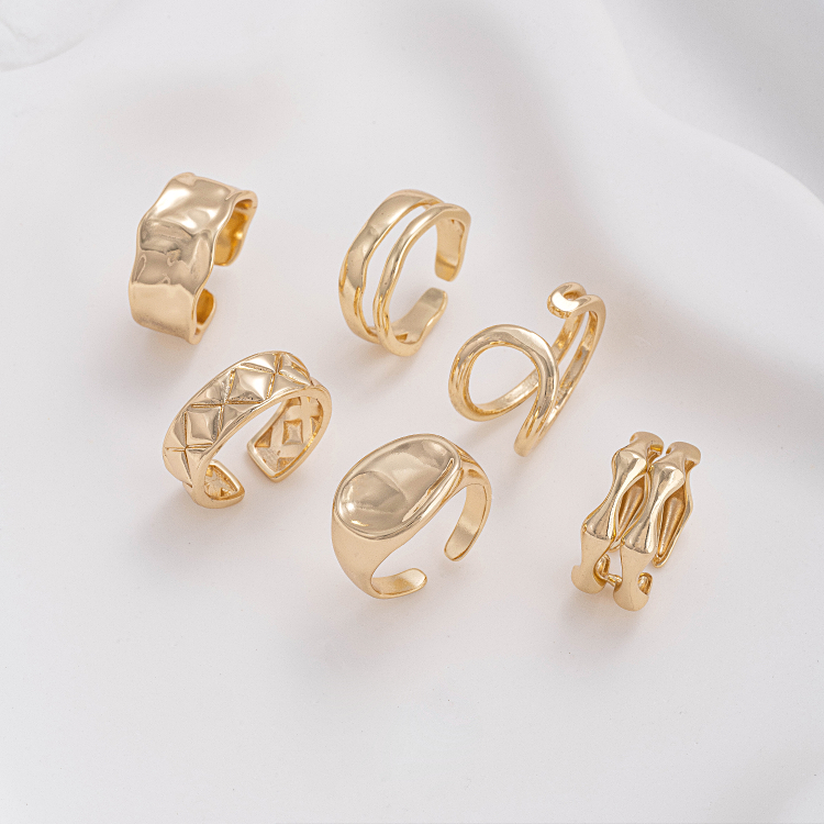 AGB>GA1710-保色14K包金歐美個性復古戒指高級感ins韓版簡約網紅小眾開口指環 | 蝦皮購物